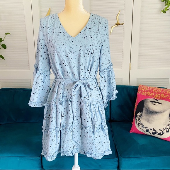 entro | Dresses | Entro Robins Egg Blue Speckled Tiered Dress Bell ...
